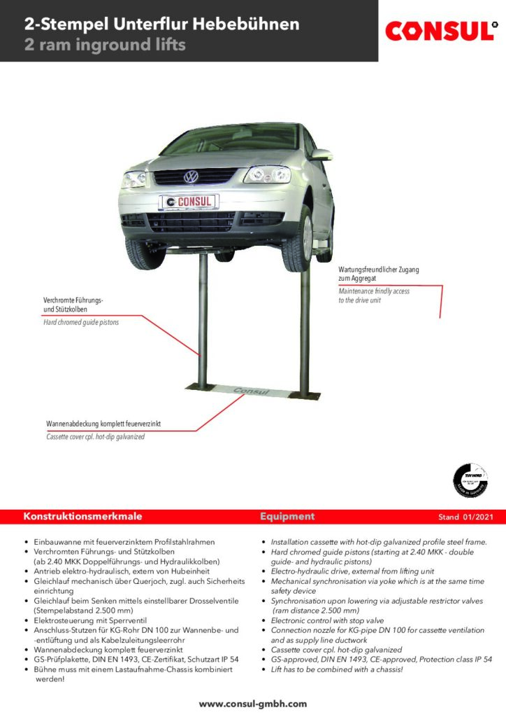 Consul 2-oszlopos süllyesztett emelő 2.35 MK Optima | MET Industry kft.